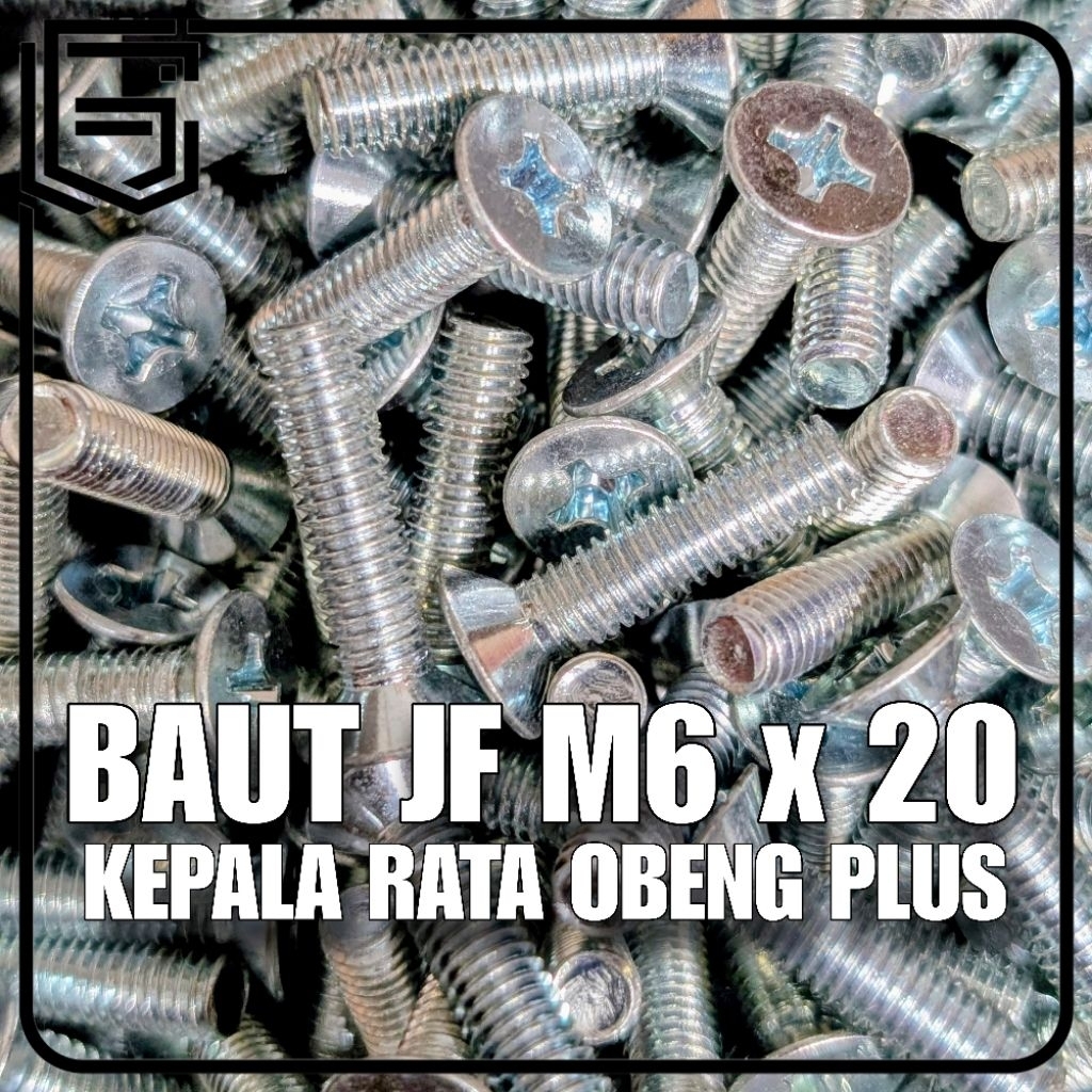 Jual Baut JF M6 x 20 Galvanis - Baut Obeng Plus Kepala Rata Drat Halus ...