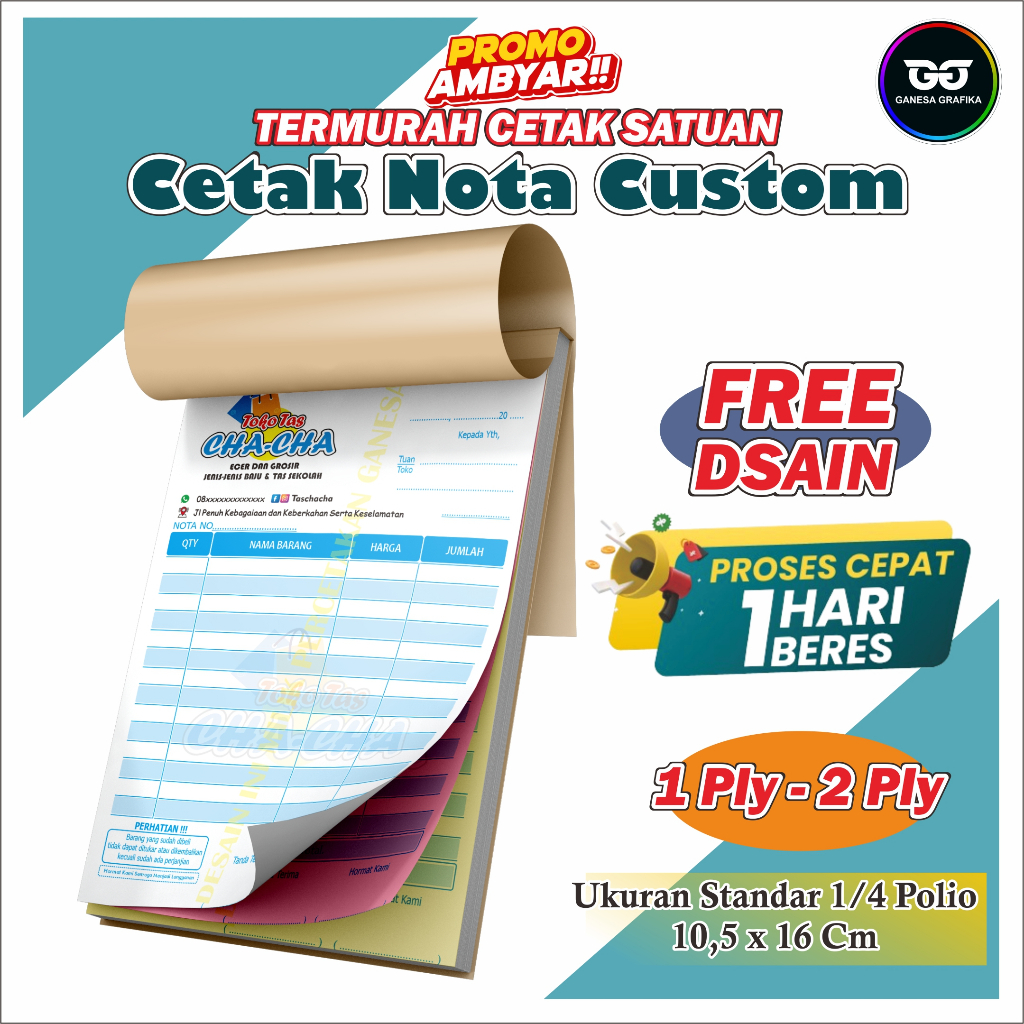 Jual NOTA CUSTOM NAMA TOKO SENDIRI cetak nota custom 2ply ukuran sedang ...