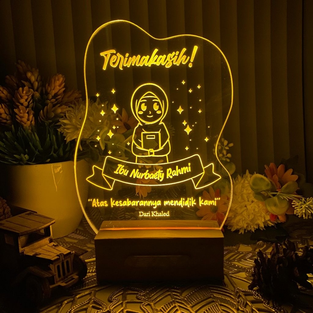 Jual Gift Hari Guru Nasional Happy Teacher Day Gift 3MM Lampu Custom ...