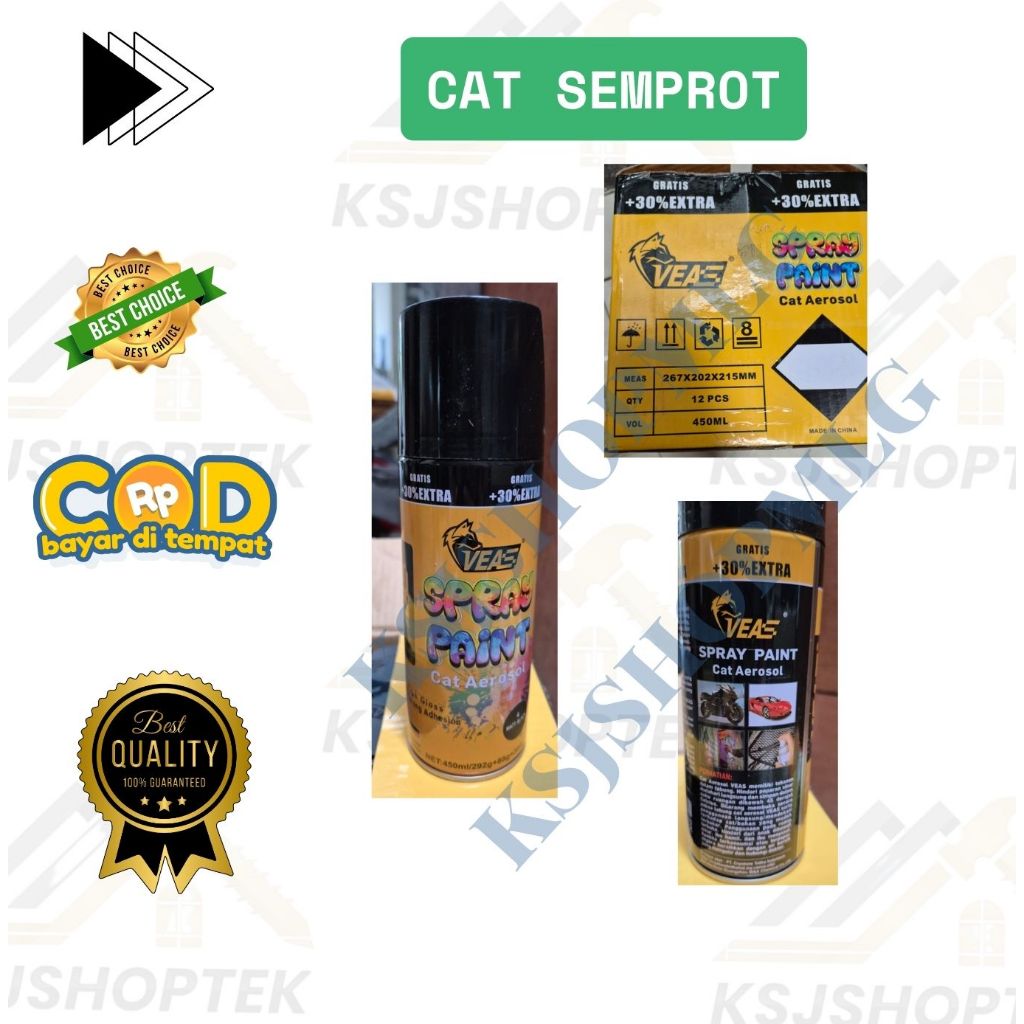 Jual Cat Semprot VEAS 450ml – Warna Standar | Hitam, Doff, Merah, Putih ...