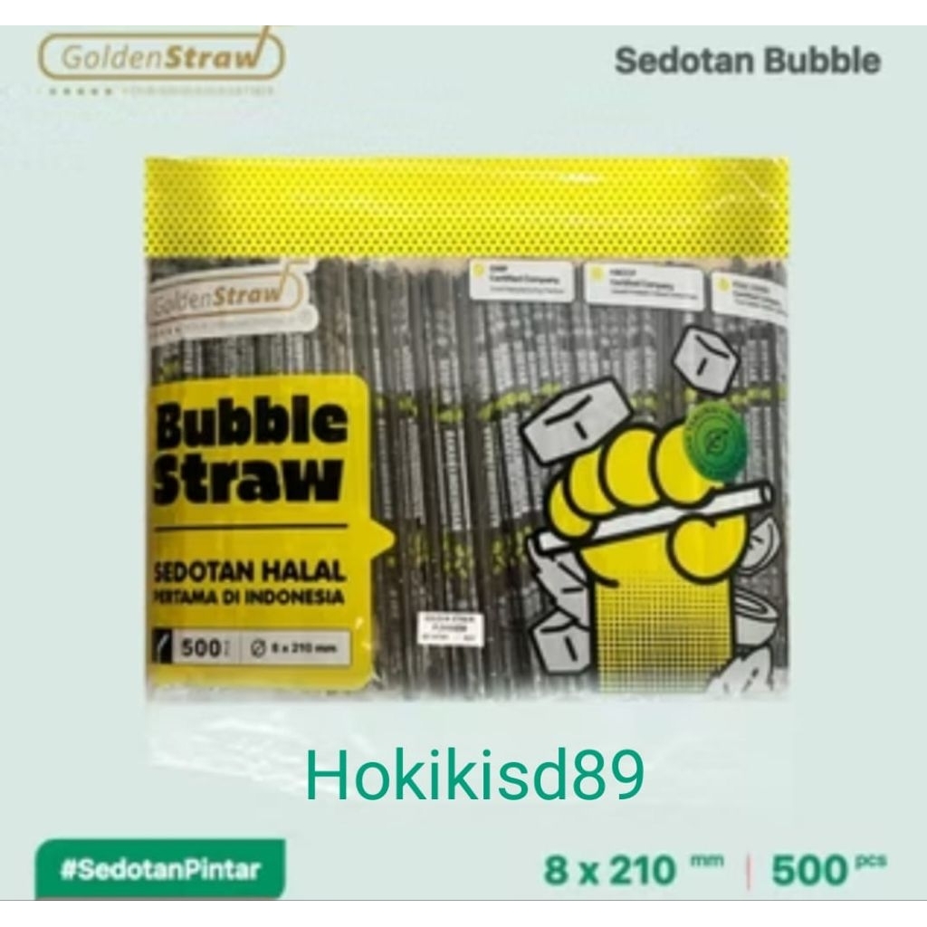 Jual Sedotan bubble steril golden straw 8mm x 21mm isi 500pcs Hitam ...