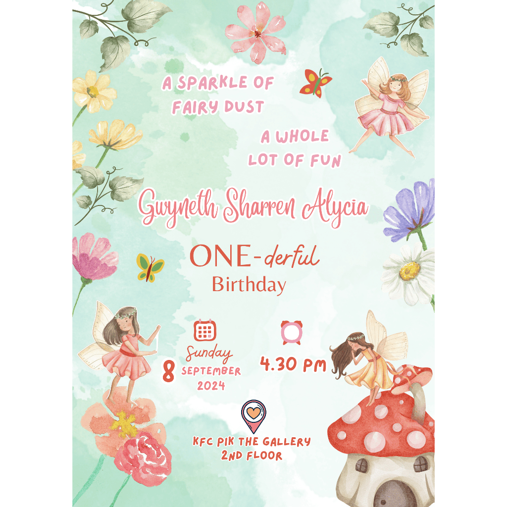 Jual Undangan Digital Tema Peri untuk Anak Perempuan | Undangan Ulang ...