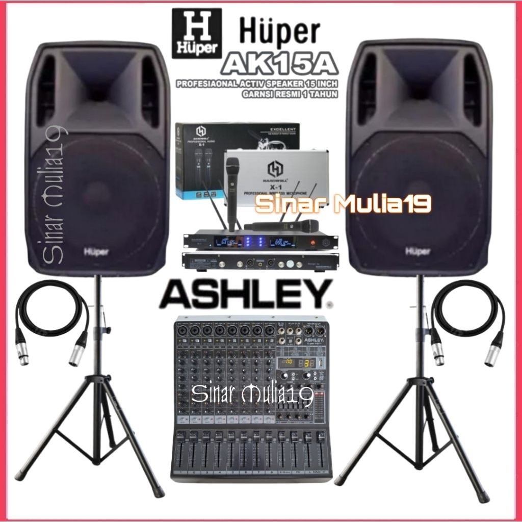 Jual Paket Sound System Huper AK15A Mixer Ashley Super M8:Pro Mic ...