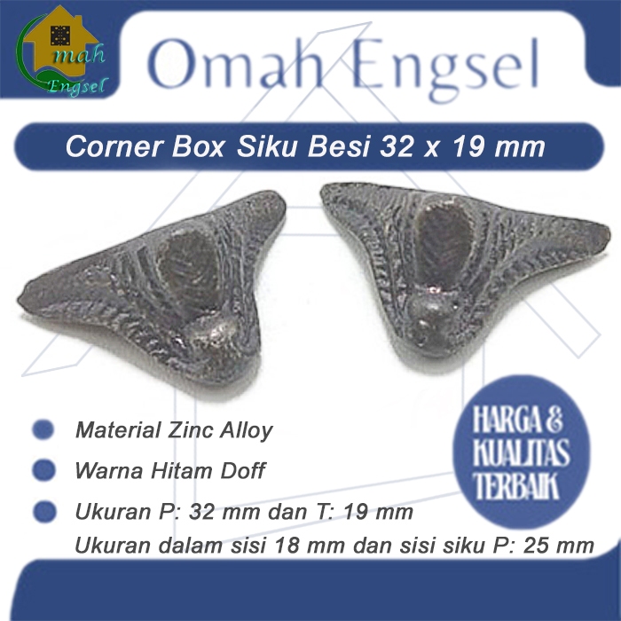 Jual Omah Engsel - (+ Skrup) Corner Box Siku Besi 32 x 19 mm Siku ...