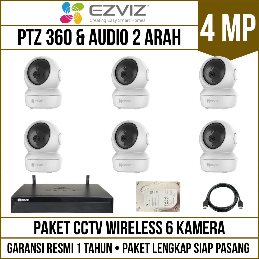 Jual PAKET CCTV EZVIZ 4MP 8 CHANNEL 6 CAMERA CAMERA WIFI CCTV WIRELESS ...