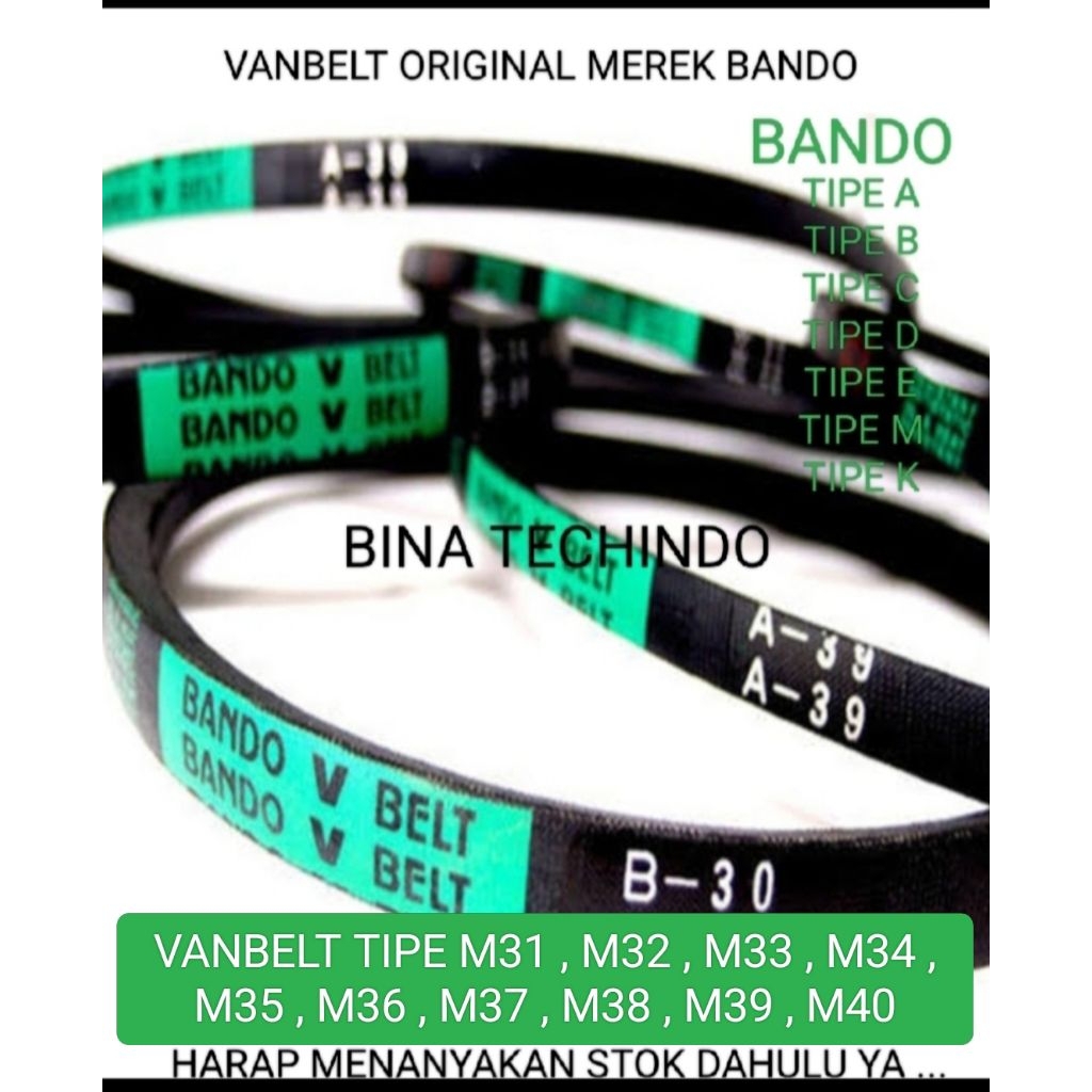 Jual V-BELT BANDO TIPE M31 , M32 , M33 , M34 , M35 , M36 , M37 , M38 ...
