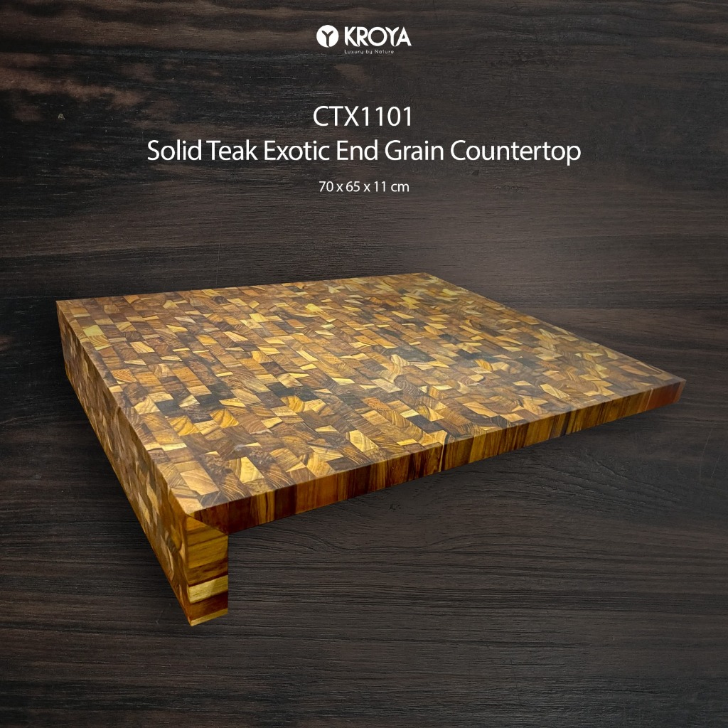 Jual Solid Teak Exotic End Grain Countertop CTX1101 | Shopee Indonesia