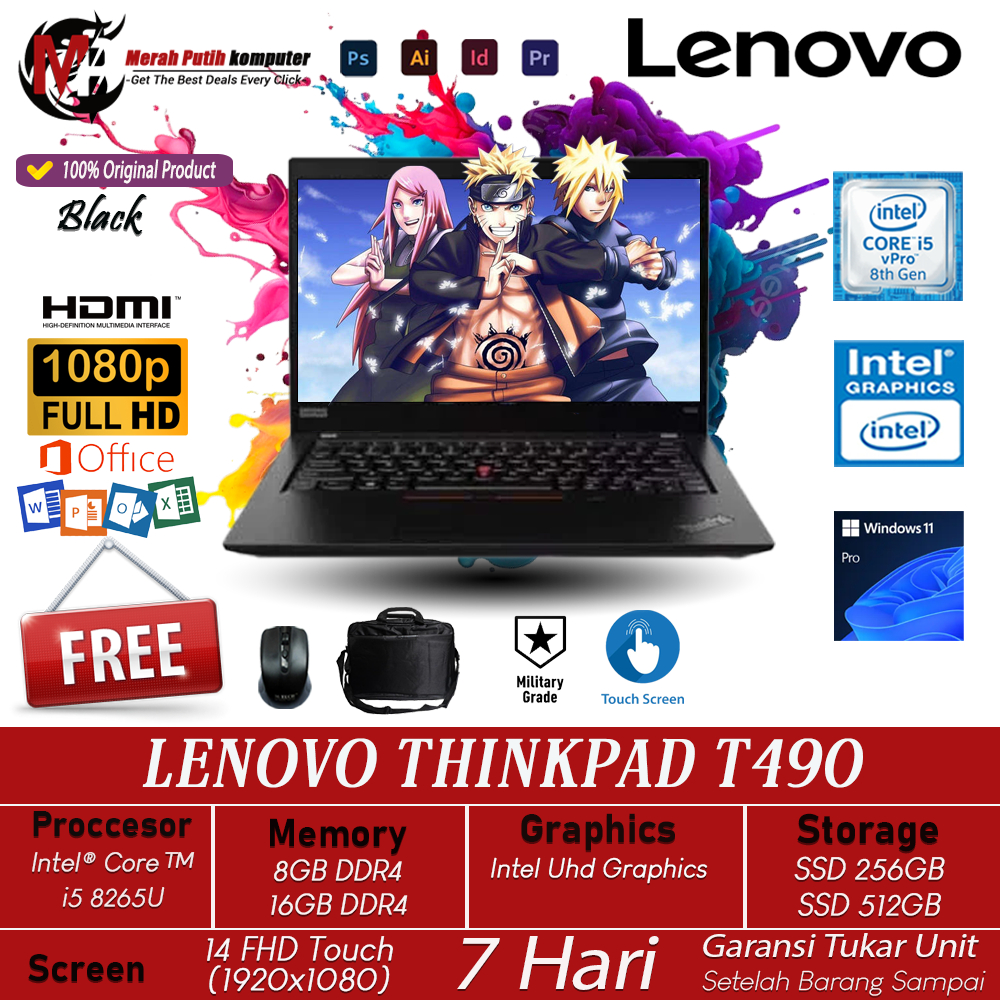 Jual Laptop Kantor Lenovo Thinkpad T490 Intel Core I5 8265U ram 16GB ...