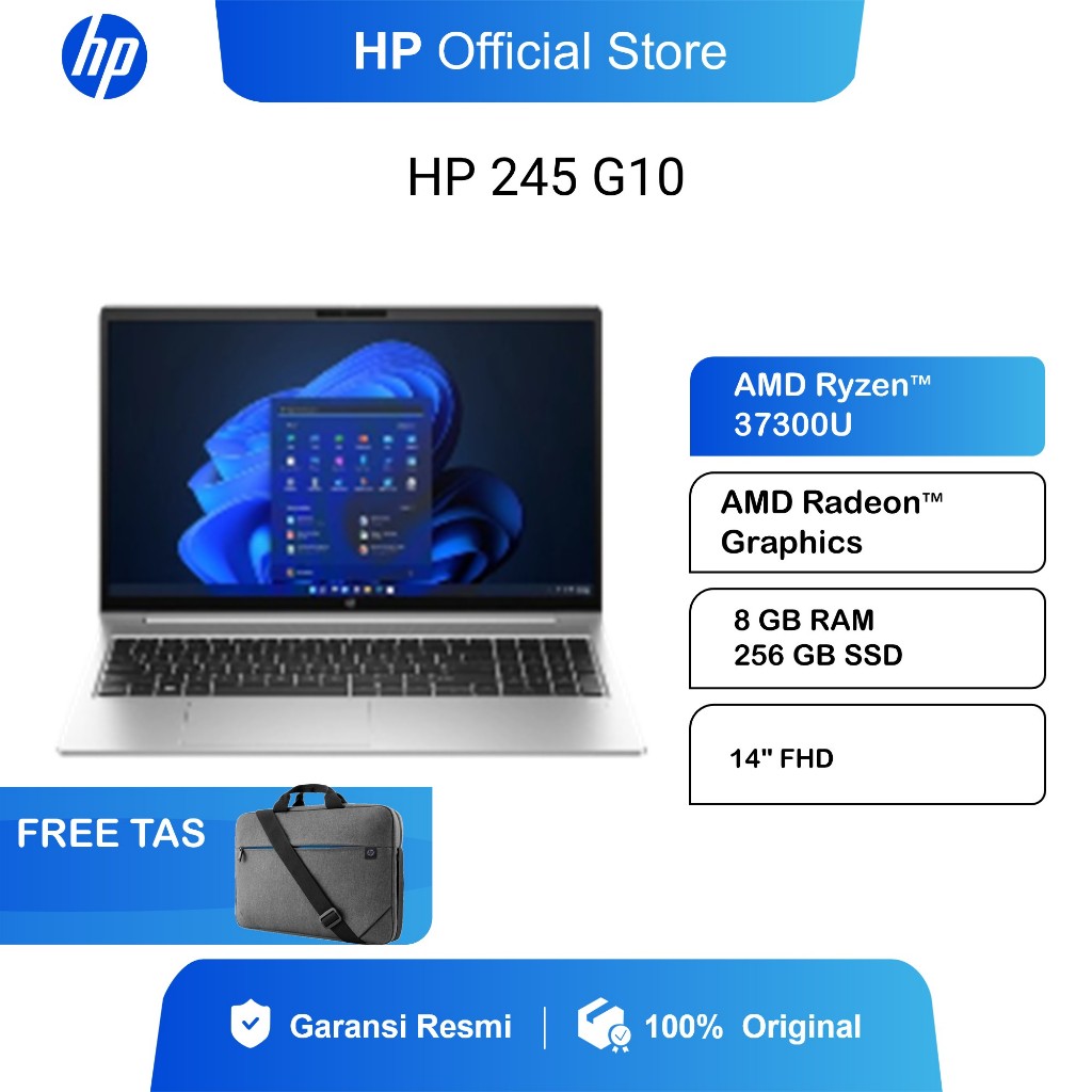 Jual Laptop HP 245 G10 Ryzen 3 7300U Radeon 8GB RAM 256GB SSD Windows ...