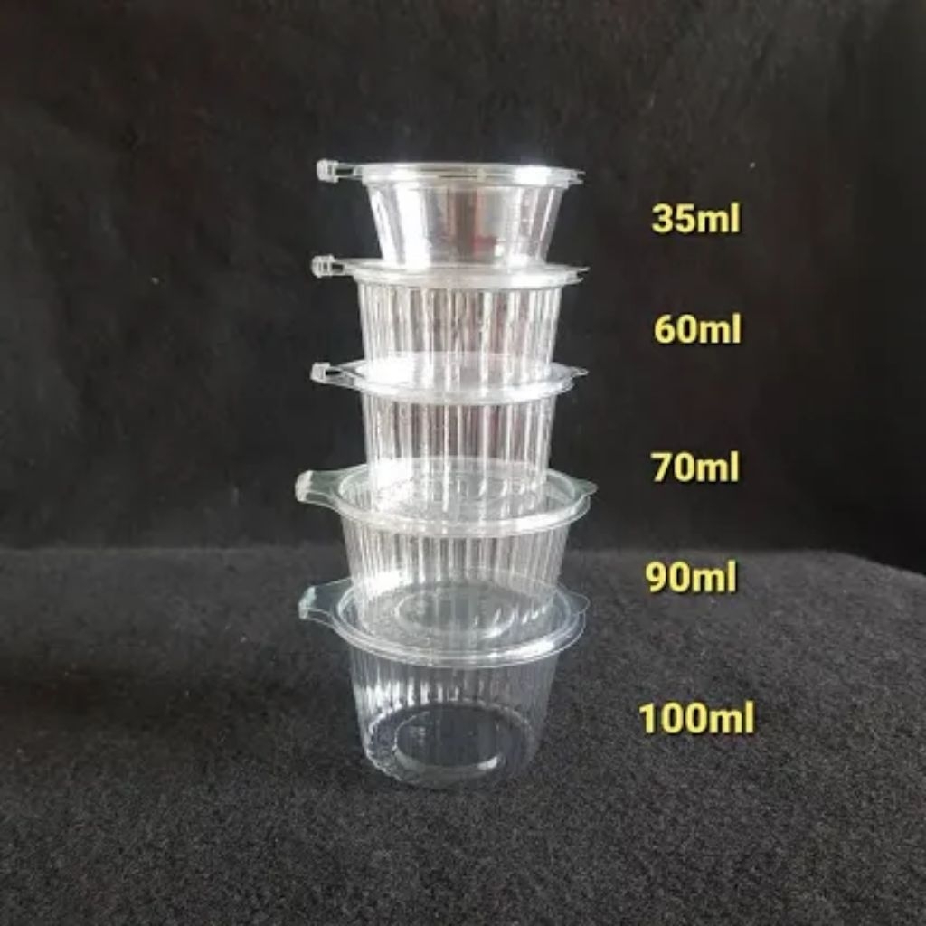 Jual (50 PCS) Cup Jelly Mika Sambal Sauce Agar Pudding Belimbing Tutup Sambung NS 25 35 60 70 90 ...