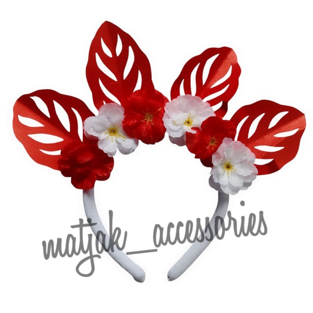 Jual Bando Premium Merah Putih Daun Besar Bunga Bando Karnaval | Shopee ...