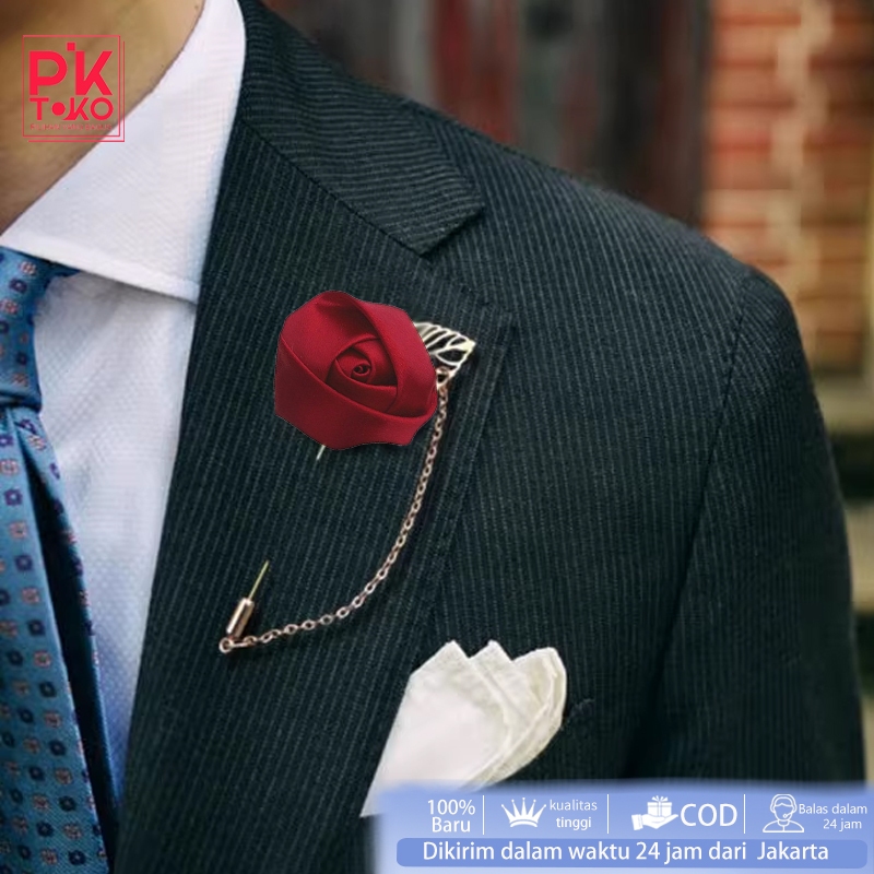 Jual Lapel Pin Jas Bunga Satin Groom Corsage, Brooch Flower Jas untuk ...