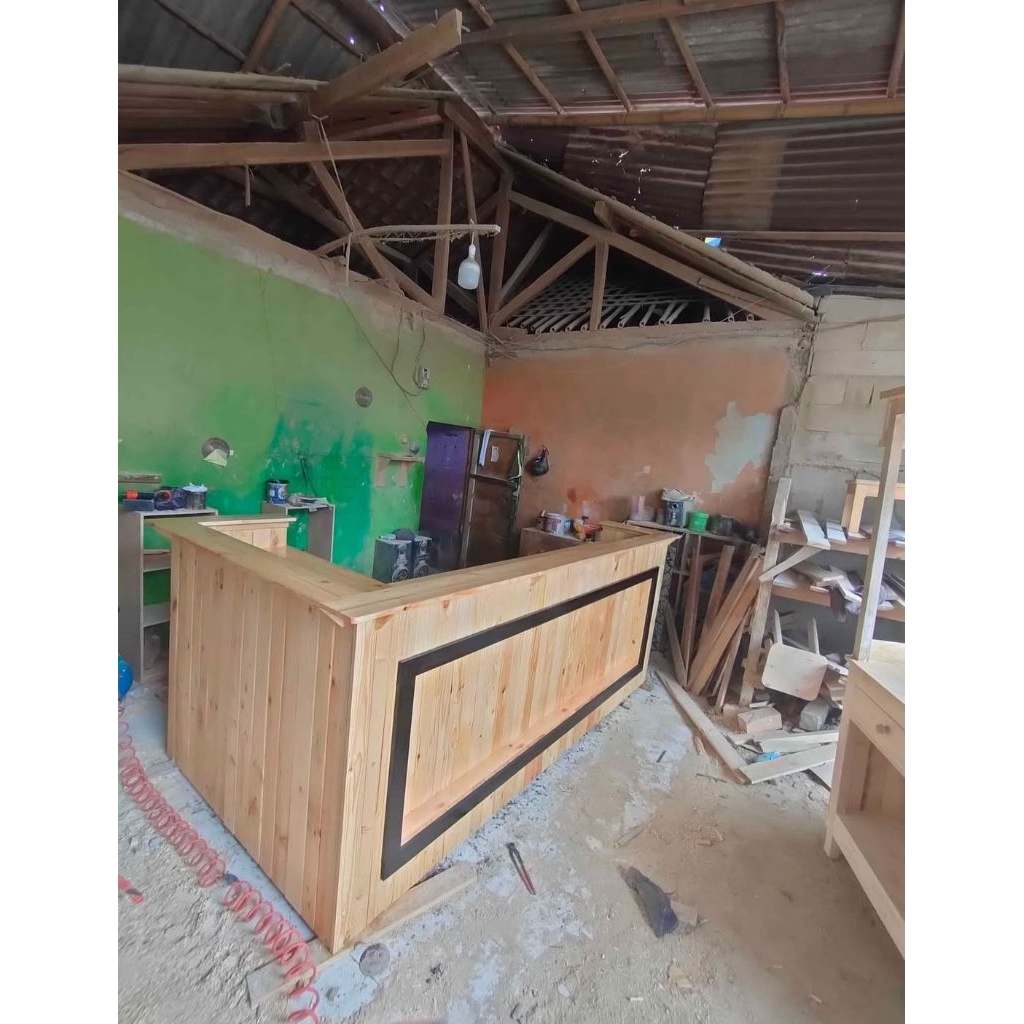 Jual meja bar/ meja kasir warkop bahan jati belanda | Shopee Indonesia