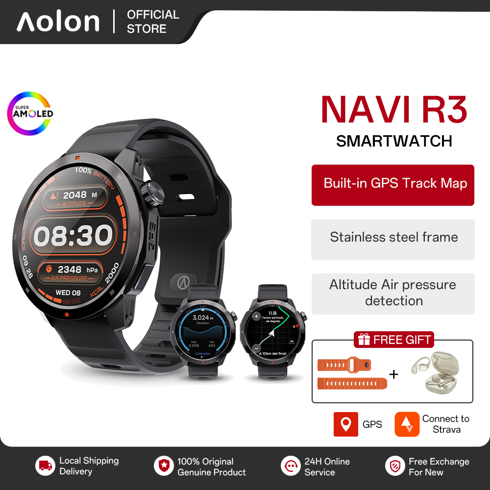 Jual Aolon Navi R3 GPS Smartwatch Original Amoled Tracking Map Compass ...