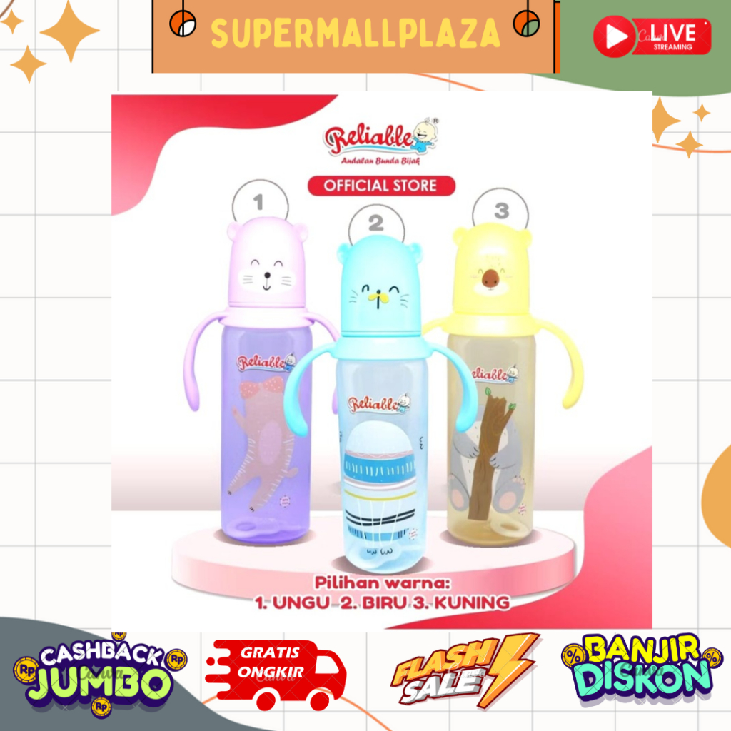 Jual Reliable Botol Susu Bayi Gagang Karakter 125 ml / 250ml RBS 9970 ...