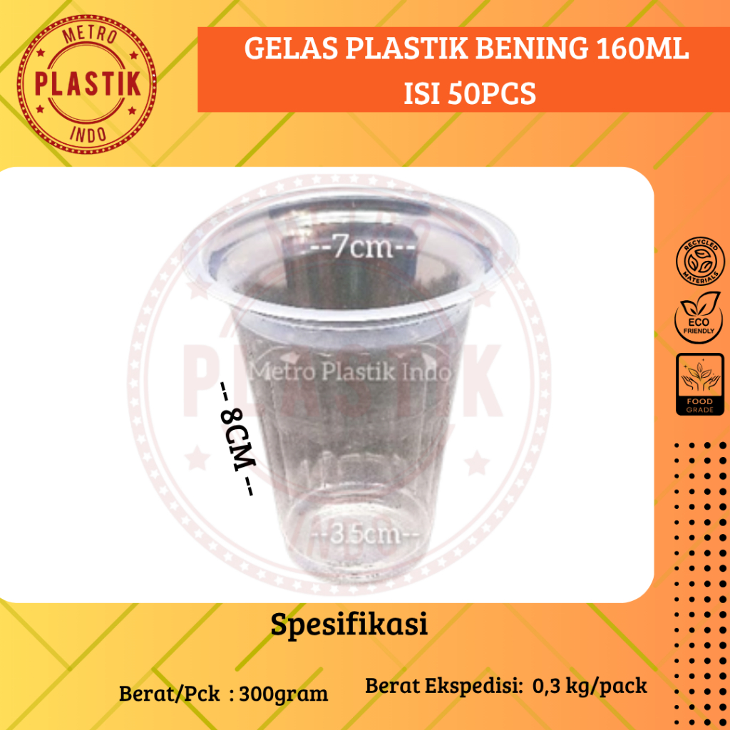 Jual Gelas Plastik Bening 160ml Isi 50pcs | Cup Plastik Frutang 160 ml | Shopee Indonesia