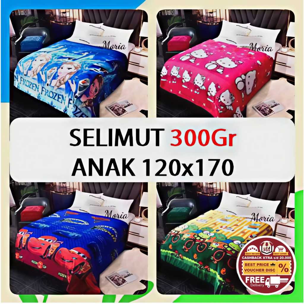 Jual Selimut Karakter Anak MORIA 300gr Doraemon Frozen Anna Elsa T5um2 ...