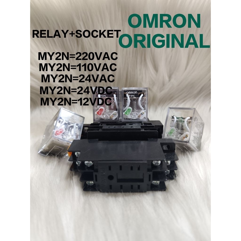Jual relay set socket original omron my2n 24vac 5a 8pin/kaki/relay ...