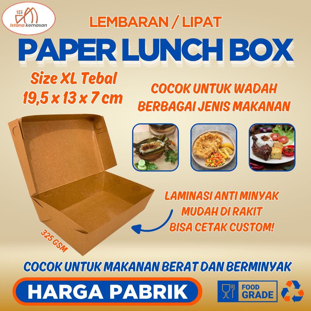 Jual Paper Lunch Box kraft laminasi ukuran Extra Large | Shopee Indonesia