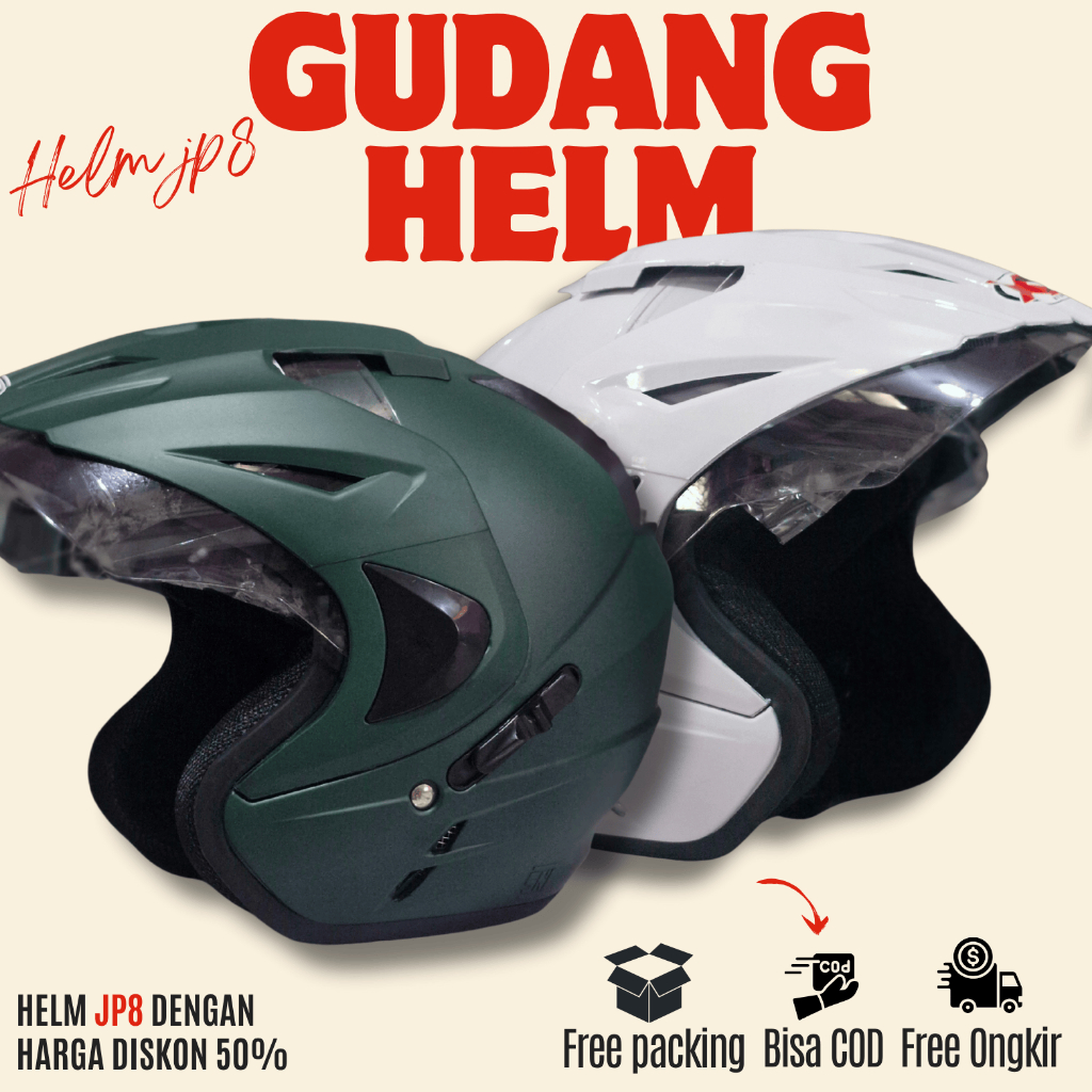 Jual Helm JP8 Half Face Double Visor Untuk Ukuran Dewasa Pria / Wanita ...