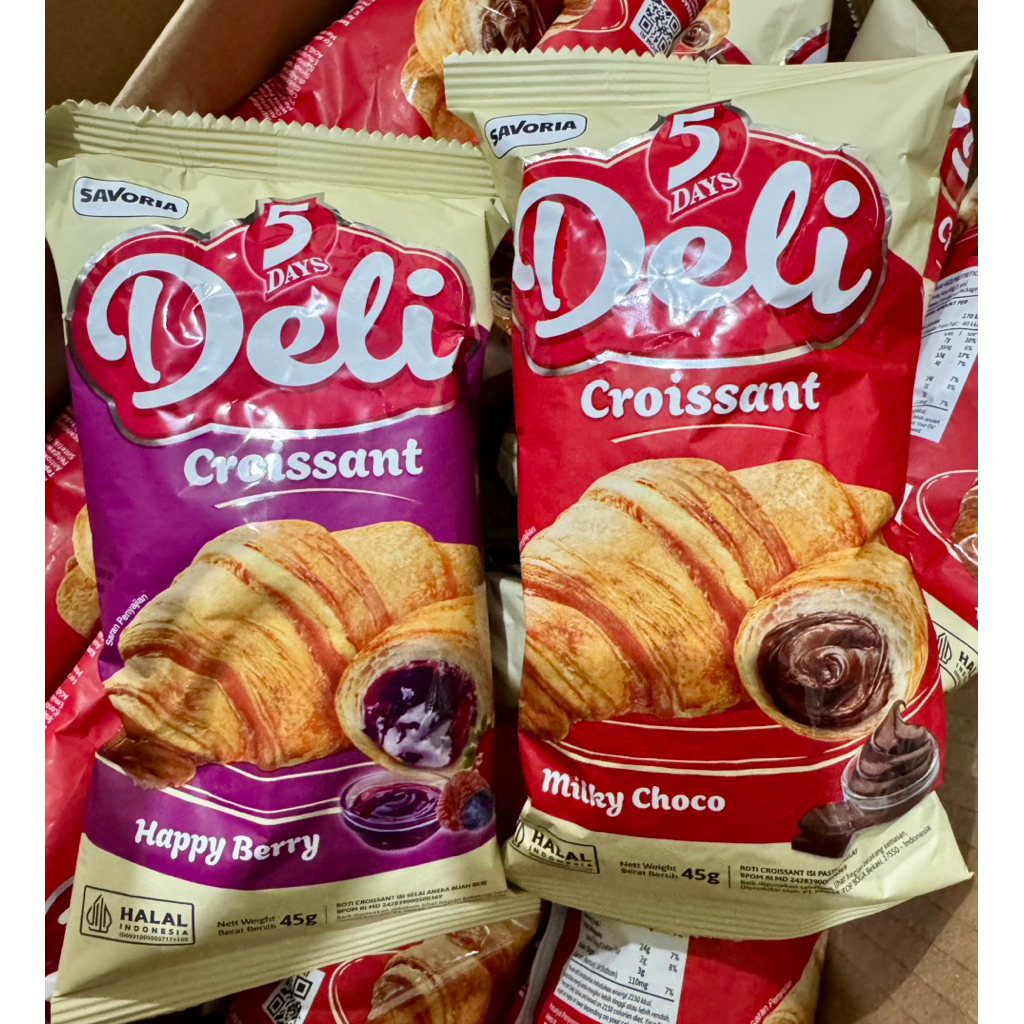 Jual DELI Croissant 5 Daya Milky choco / Happy berry 45gr 1 Karton isi 12 | Shopee Indonesia