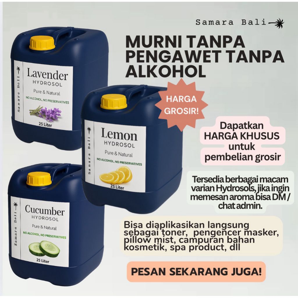 Jual HYDROSOL ALL AROMA 100% PURE NATURAL - Grosir Isi 25.Liter ...