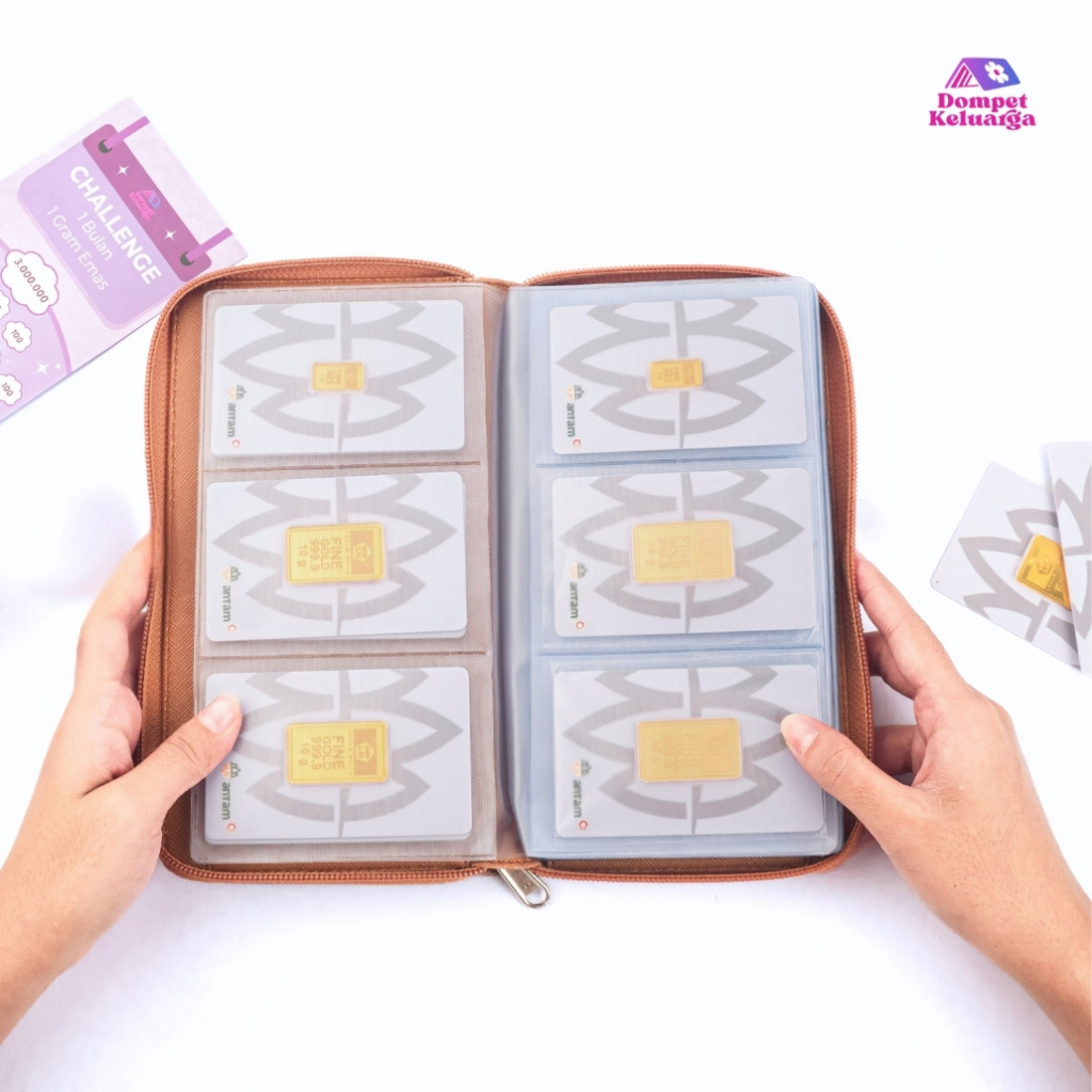 Jual Dompet Keluarga - Dompet Logam Mulia Album Antam Tempat Penyimpanan Emas 60 Slot - Tan ...