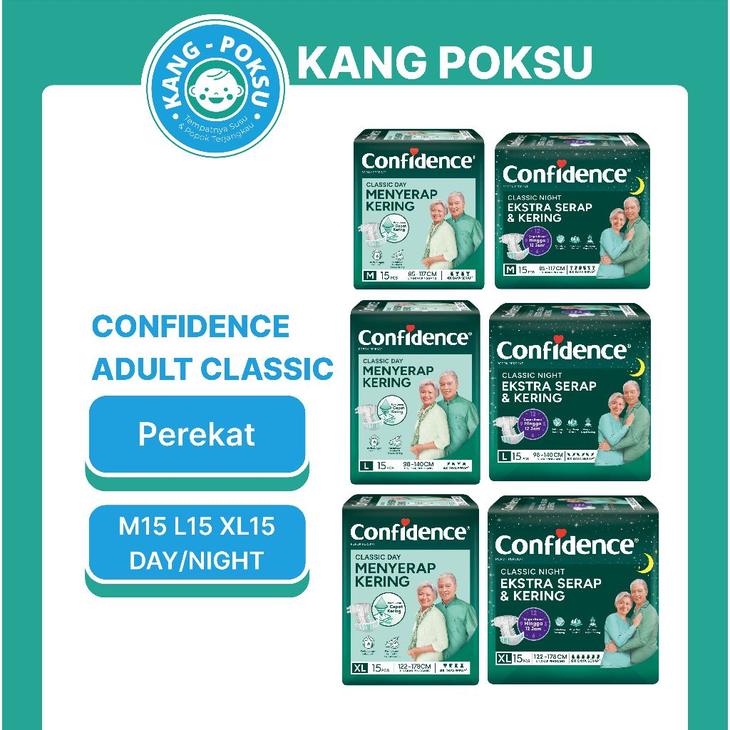 Jual DIAPER CONFIDENCE ADULT DIAPERS TAPE CLASSIC DAY NIGHT M15 L15 ...