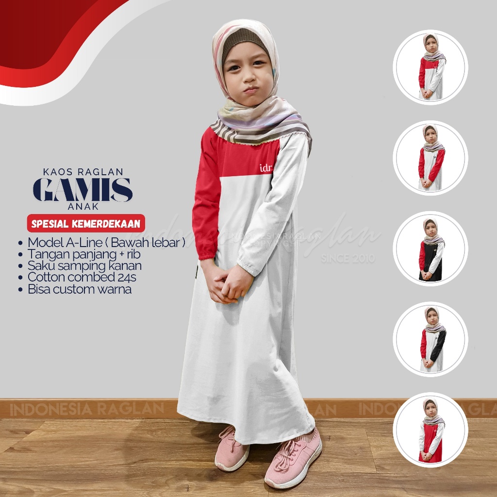 Jual Indonesia Raglan Gamis Kaos Longdress Anak 3 Colors & Best Seller ...