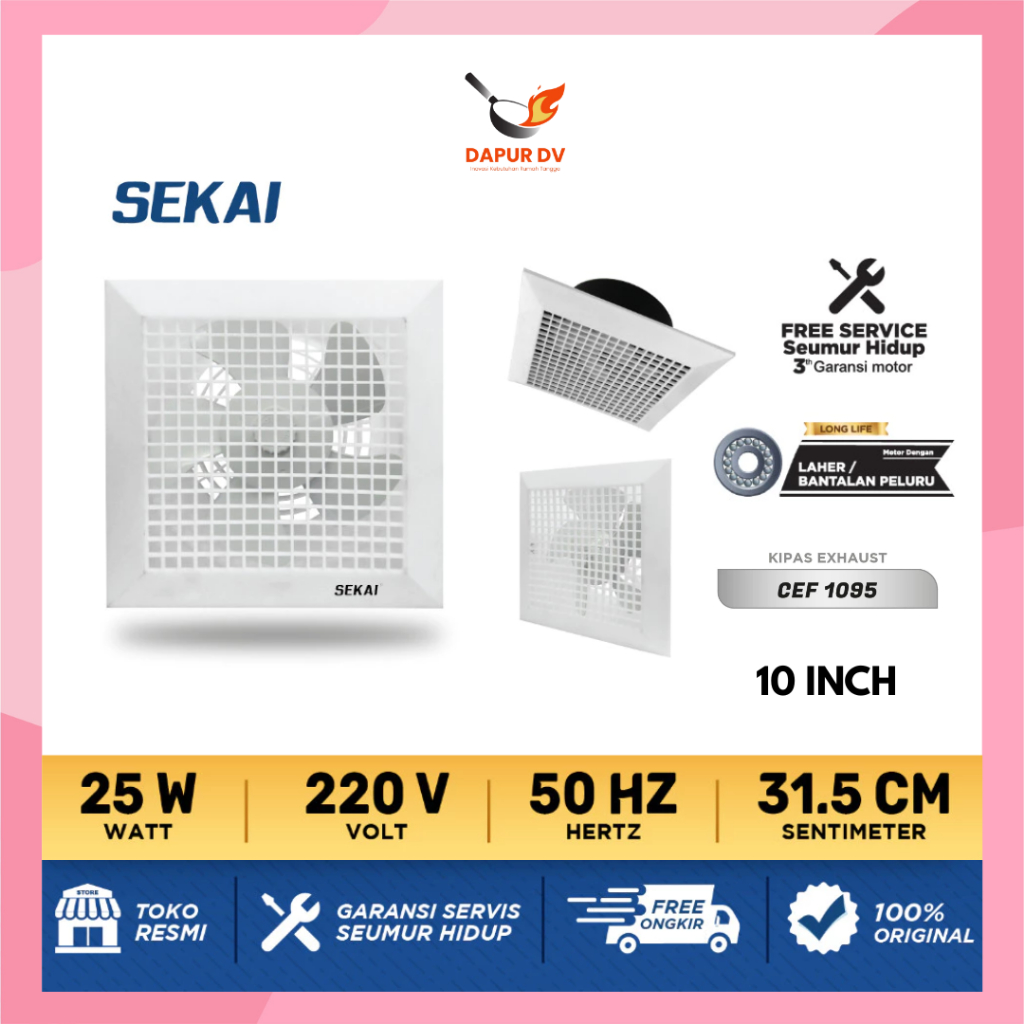 Jual Sekai Kipas Exhaust Fan Plafon CEF 1095 / 1295 Exhaust Plafon ...