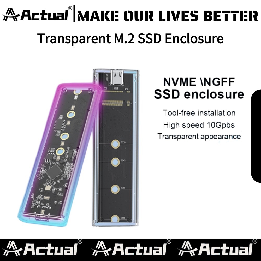 Jual Actual【COD】NVME & NGFF Case SSD Enclosure M.2 Transparent RGB Hard ...