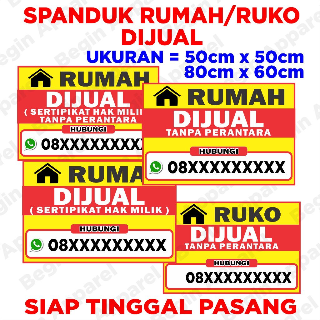Jual SPANDUK RUMAH/RUKO DI JUAL - SIAP TINGGAL PASANG | Shopee Indonesia