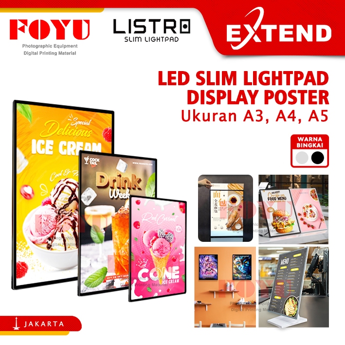 Jual Listro LED Menu Slim Light Pad A5 A4 A3 Neon Box Display Sign ...
