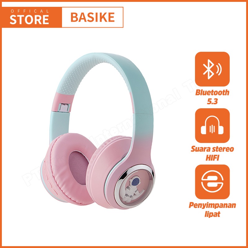 Jual BASIKE Headphone Bluetooth Headset Earphone Wireless HIFI Stereo ...