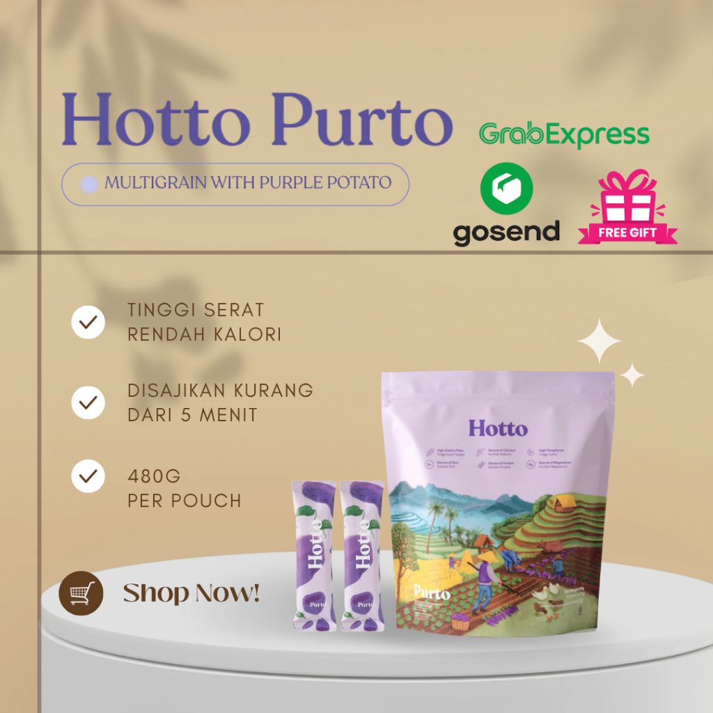 Jual Hotto Purto ( eceran / sachet ) - Pouch Minuman Fiber Multigrain ...