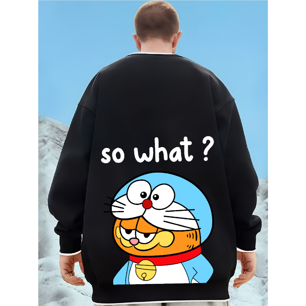Jual JUNGJI Sweaterpolos Basic SO WHAT GARFIELD AND DORAEMON Size M-XXL ...