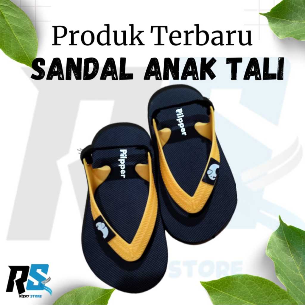 Jual Sandal Japit Anak Tali Terbaru Cowok Cewek Spon Hitam size 21-25 ...