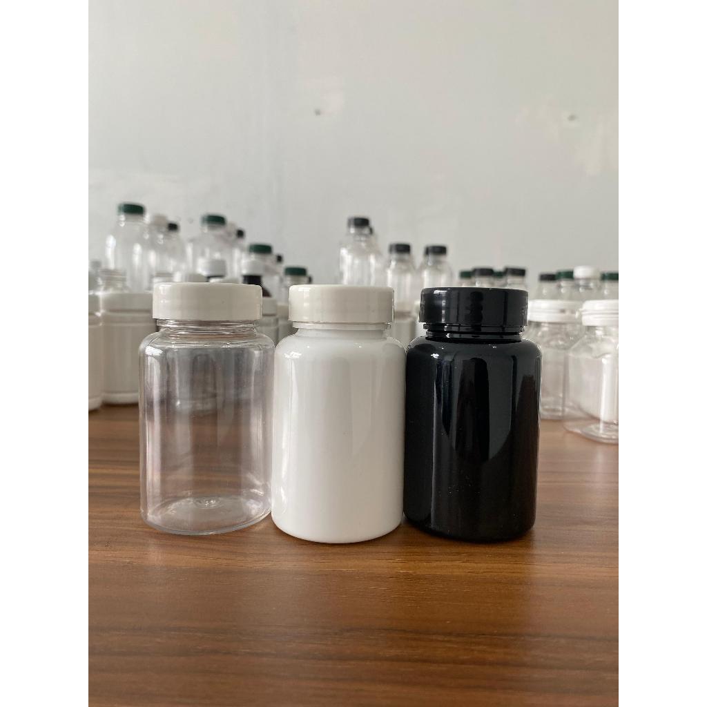 Jual Botol Obat Plastik Kapsul 135ml Hitam Putih / Botol Plastik Obat ...