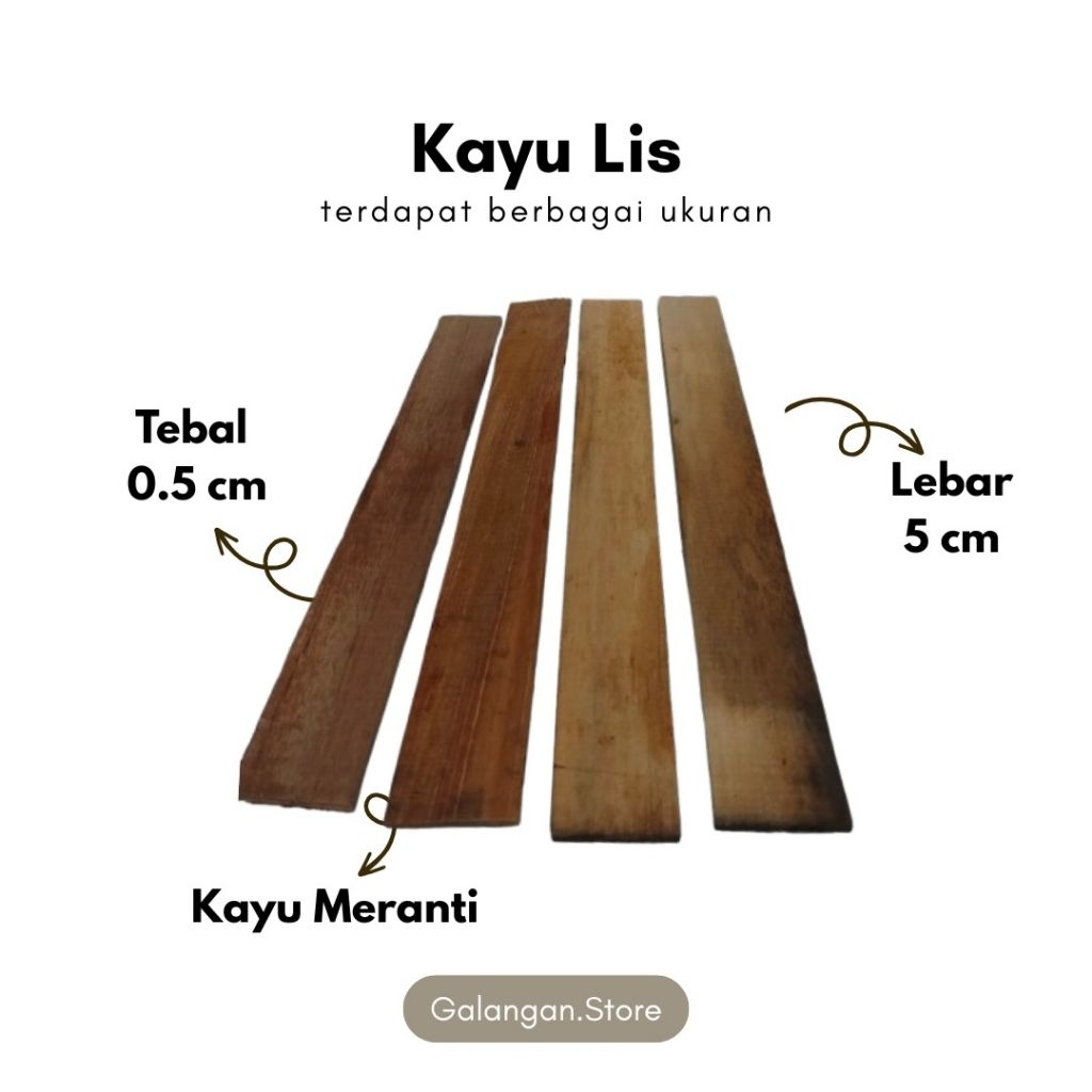 Jual Kayu list kayu meranti ukuran 0.5 cm x 5 cm panjang 50-150 cm ...