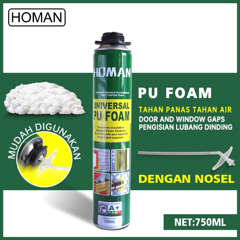 Jual HOMAN PU Foam Sealant Spray 750ml Penyegel yang Kuat Polyurethane ...
