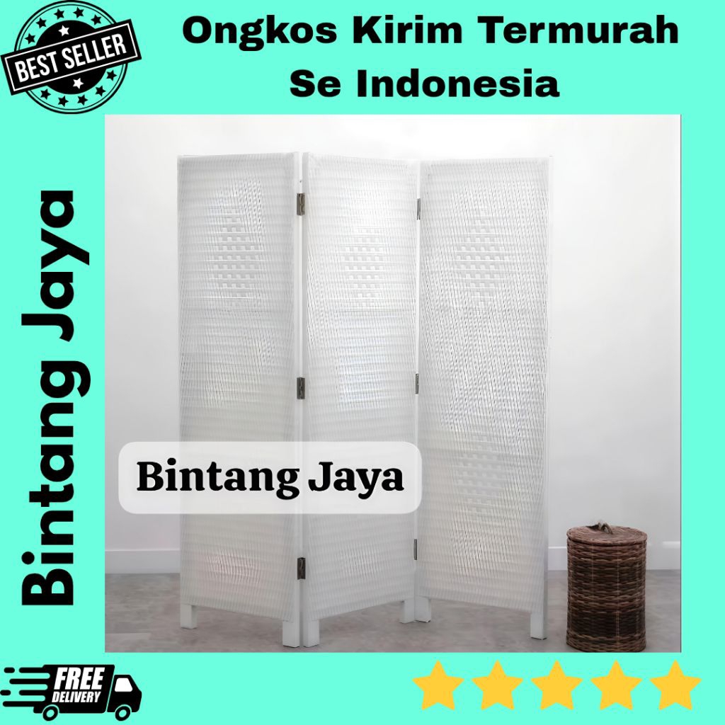 Jual Sketsel Rotan Sintetis Putih Polos Pembatas Ruangan Minimalis ...