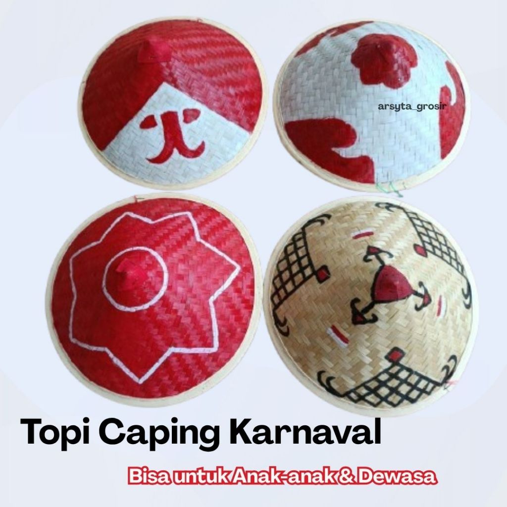 Jual Topi caping lukis untuk HUT RI / Caping petani bambu untuk ...