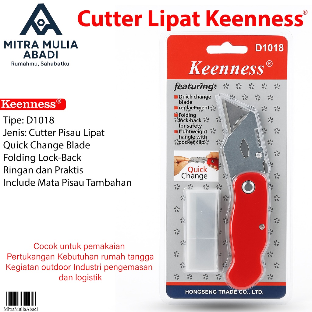 Jual Cutter Lipat Keenness D1018 – Pisau Serbaguna Proyek, Paket, dan ...