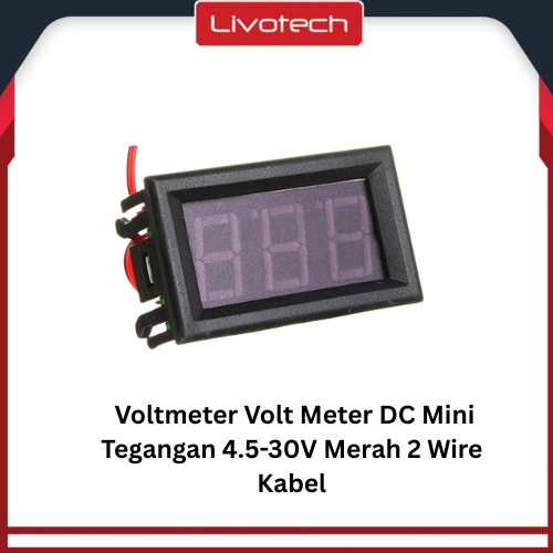 Jual Voltmeter Volt Meter DC Mini Tegangan 4.5-30V Merah 2 Wire Kabel ...