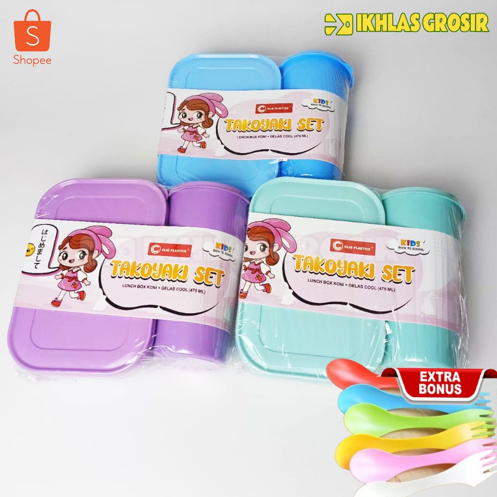 Jual Lunch Box Plastics Takoyaki Set / Tempat Makan Takoyaki Clio Set ...
