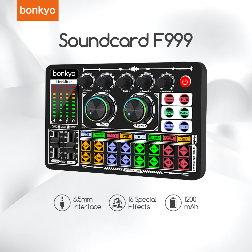 Jual Bonkyo F999 sound card hitam mendukung nyanyian luar ruangan dan ...
