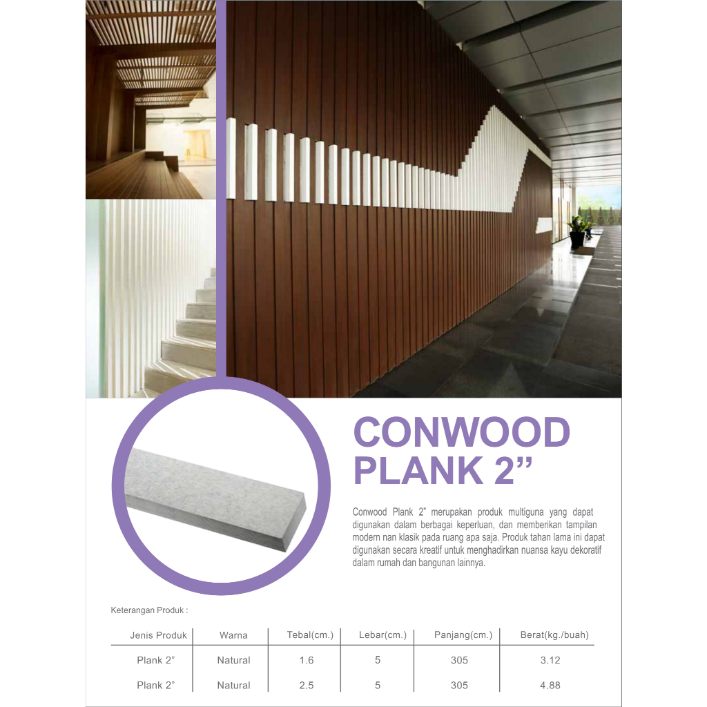 Jual Sample Potongan Conwood Plank 2" Lebar 5cm Decorative Dinding Luar ...