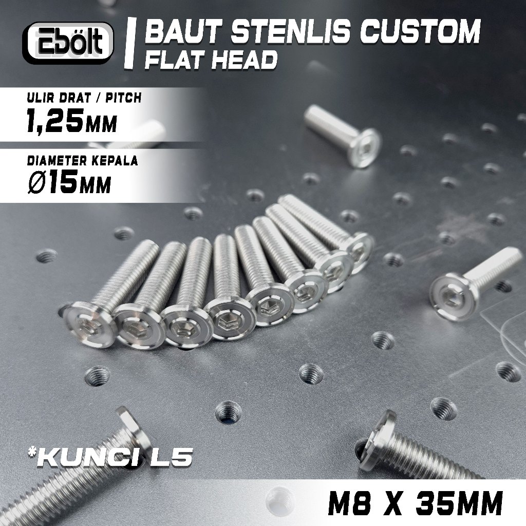Jual BAUT STENLIS BAUD STAINLESS STEEL CUSTOM L FLAT HEAD BAUT ...