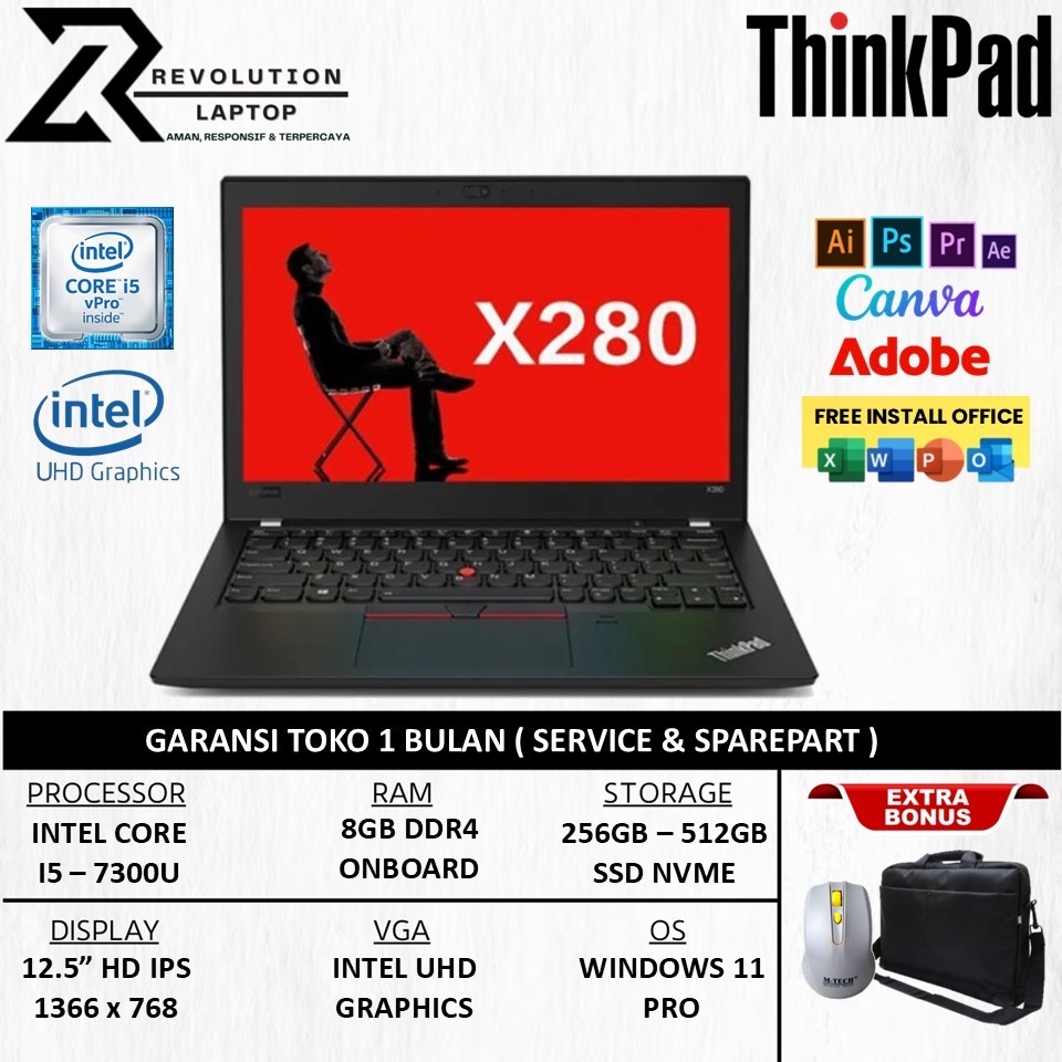 Jual Laptop Lenovo Thinkpad X280 Intel Core i5 Ram 8GB SSD 512GB 12.5 ...