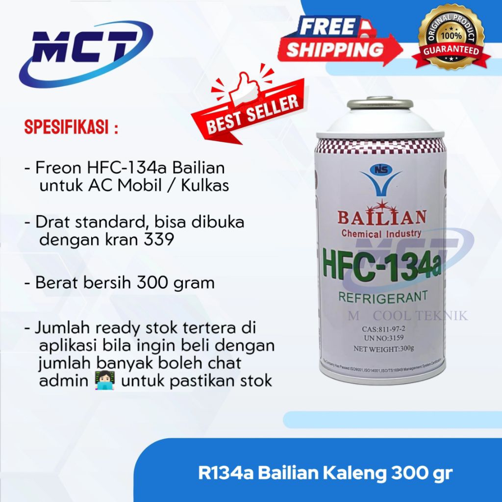 Jual Freon R134a Bailian Kaleng 300 gr Original | Freon Kulkas dan AC ...